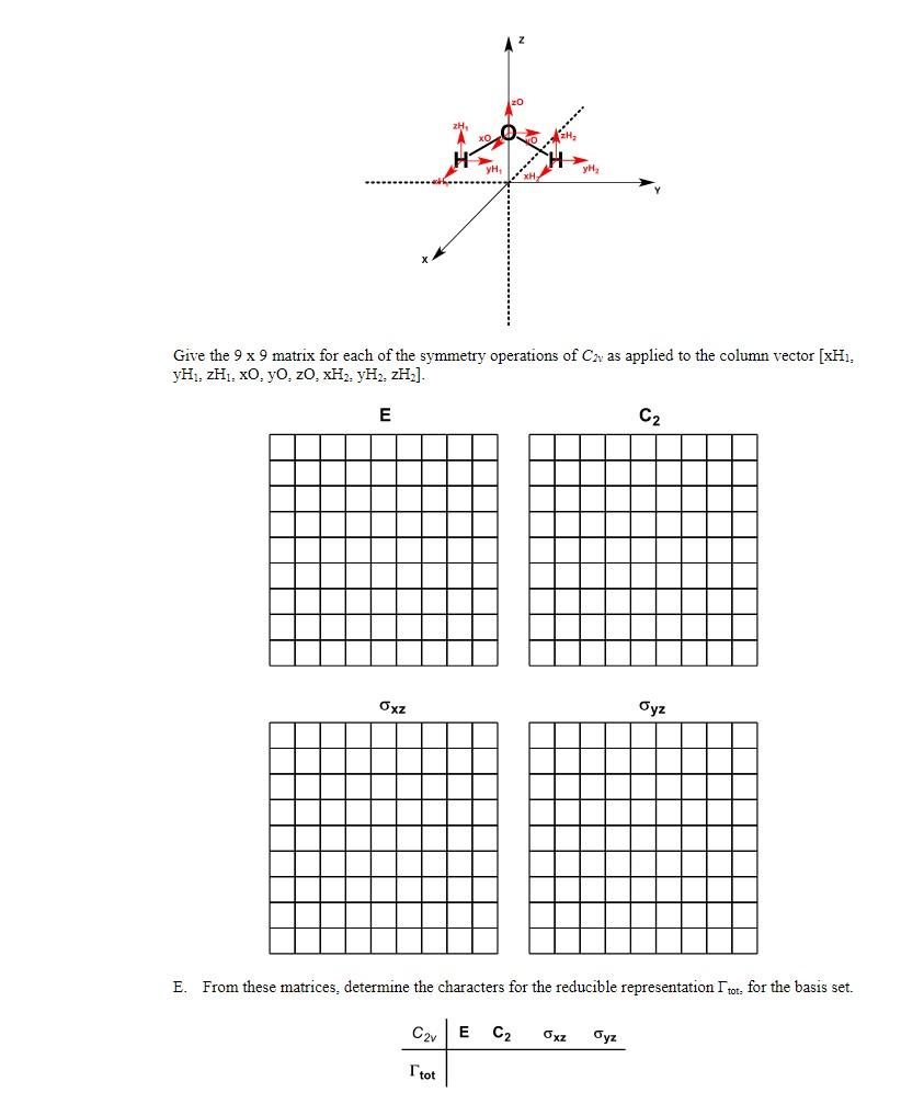 Solved A. Given the H2O molecule of C2v symmetry in the | Chegg.com