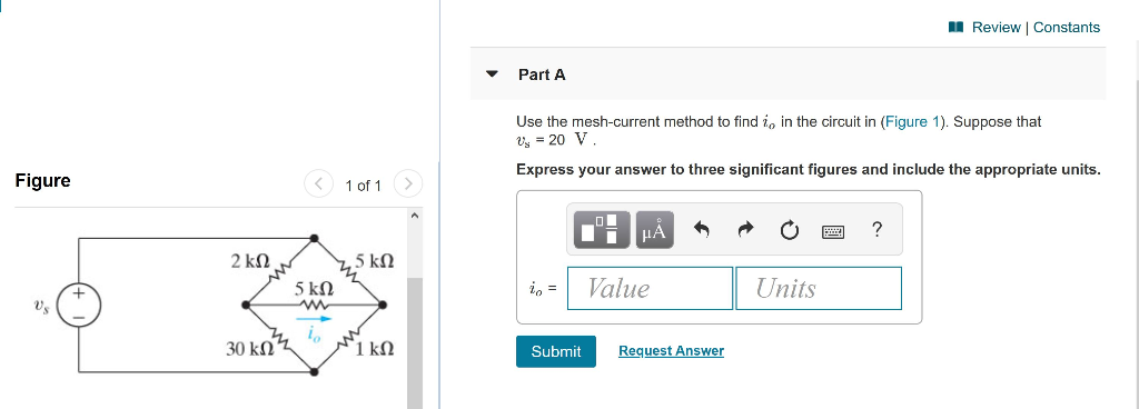 Solved Review Constants Part A Use the mesh-current method | Chegg.com