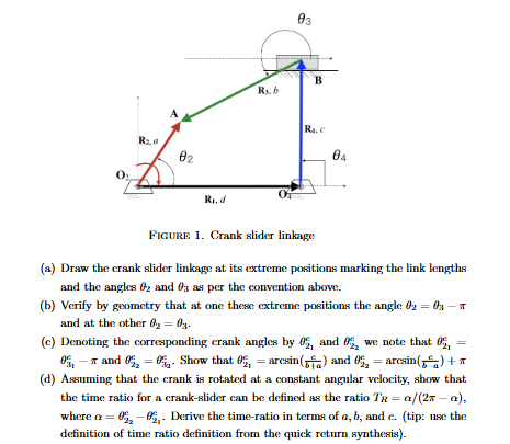 Solved Figure 1. ﻿Crank slider linkage(a) ﻿Draw the crank | Chegg.com