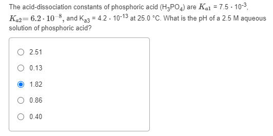 Solved The acid-dissociation constants of phosphoric acid | Chegg.com