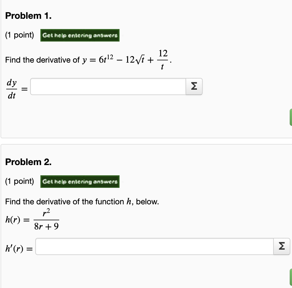 Solved Problem 1. (1 point) Get help entering answers 12 | Chegg.com