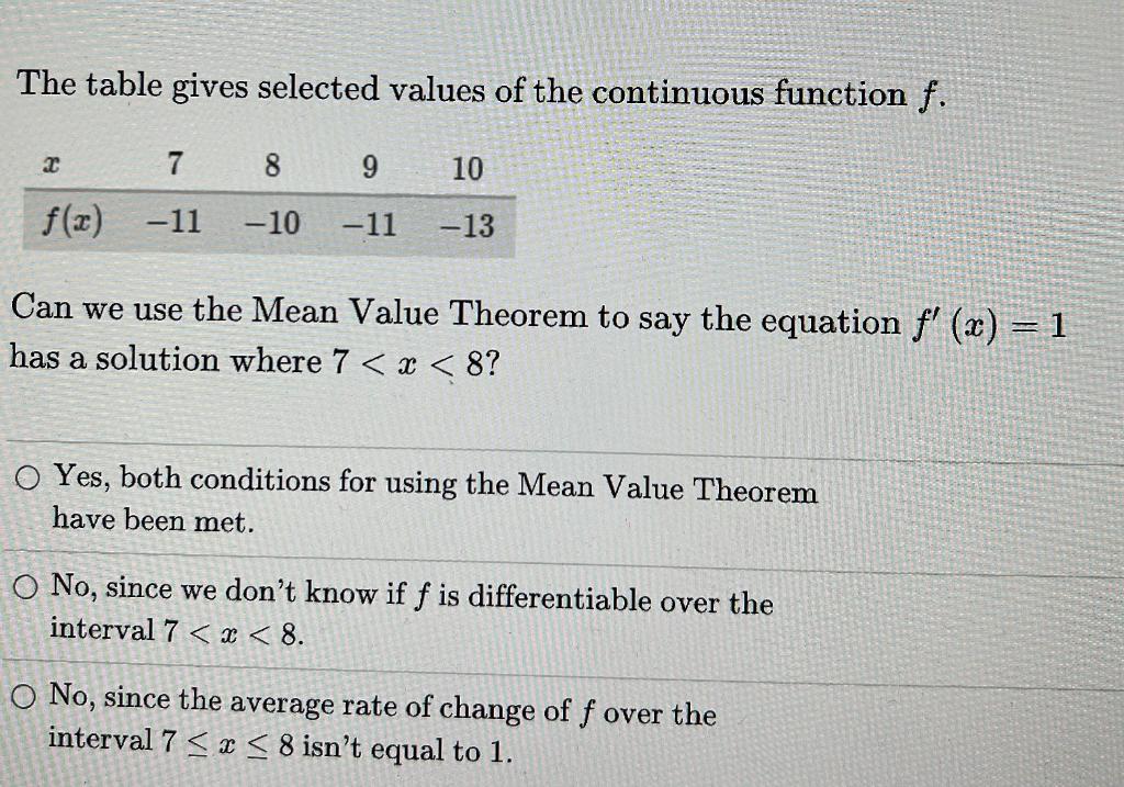 Solved The table gives selected values of the continuous | Chegg.com