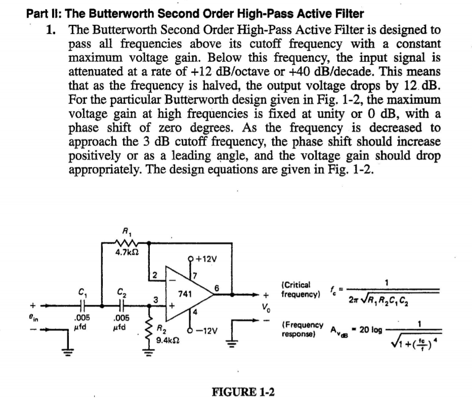 Part II: The Butterworth Second Order High-Pass | Chegg.com
