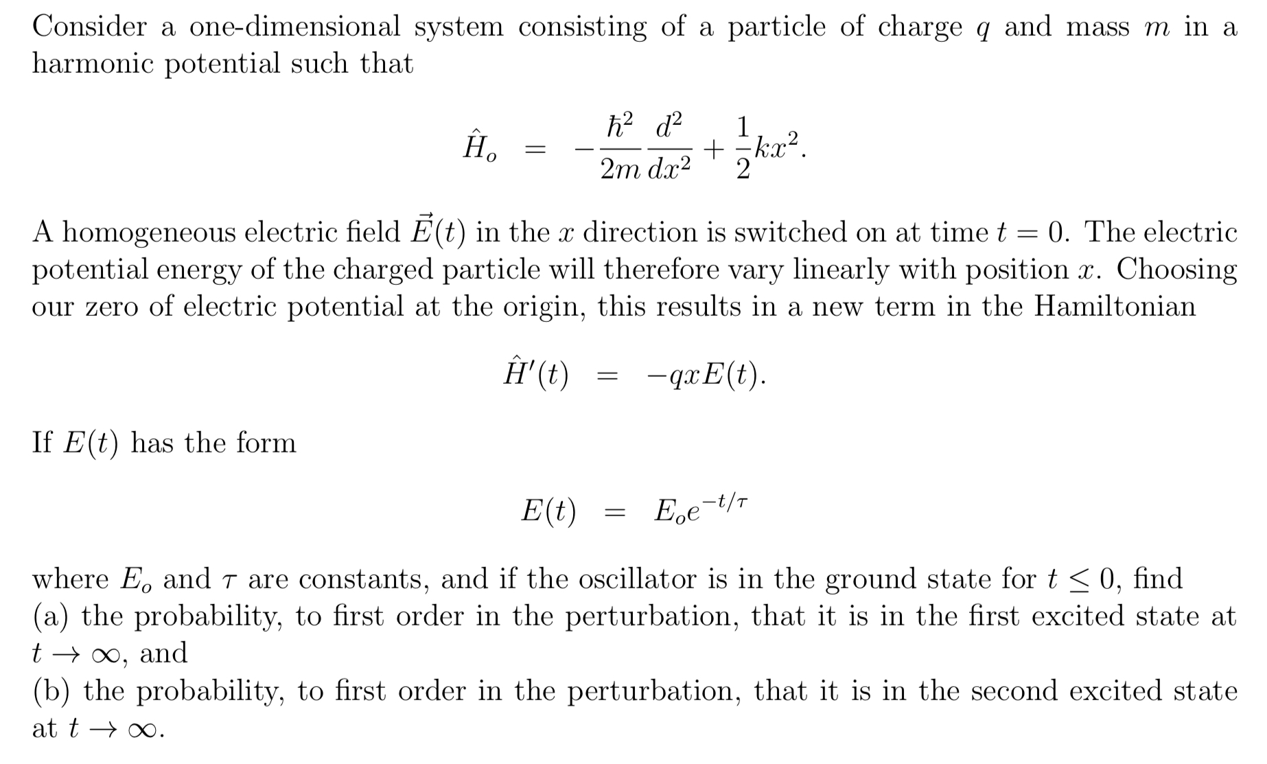 Solved Consider a one-dimensional system consisting of a | Chegg.com