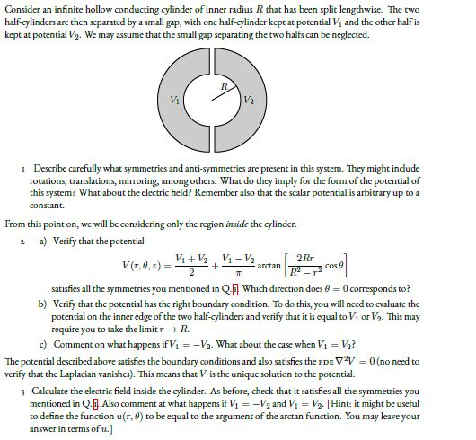 Solved Consider an infinite hollow conducting cylinder of | Chegg.com