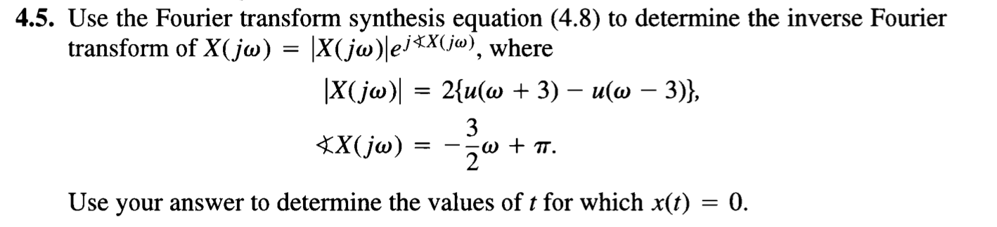 Solved 5. Use the Fourier transform synthesis equation (4.8) | Chegg.com