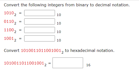 Solved Convert the following integers from binary to decimal | Chegg.com