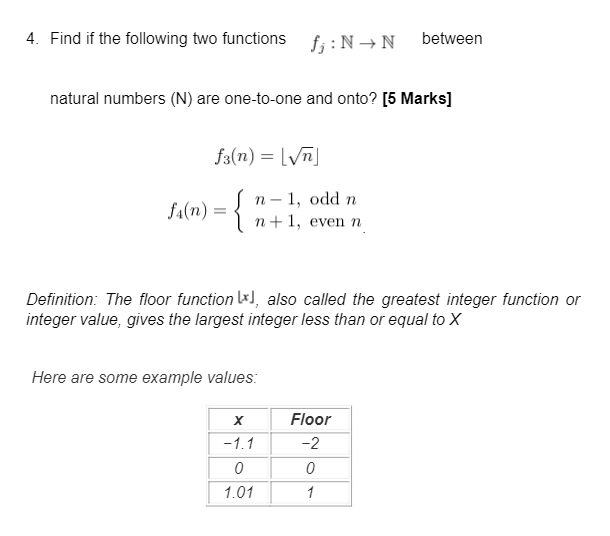Solved 4. Find if the following two functions f;: NN between | Chegg.com