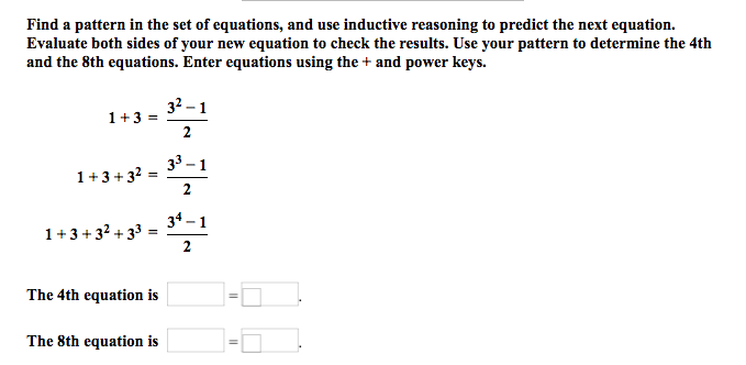 Solved Find a pattern in the set of equations, and use | Chegg.com