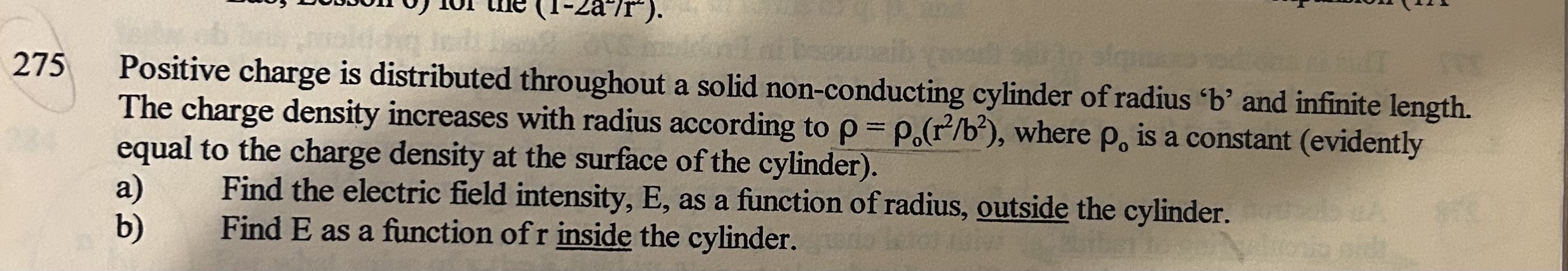 Solved 275 ﻿Positive charge is ﻿distributed throughout a | Chegg.com