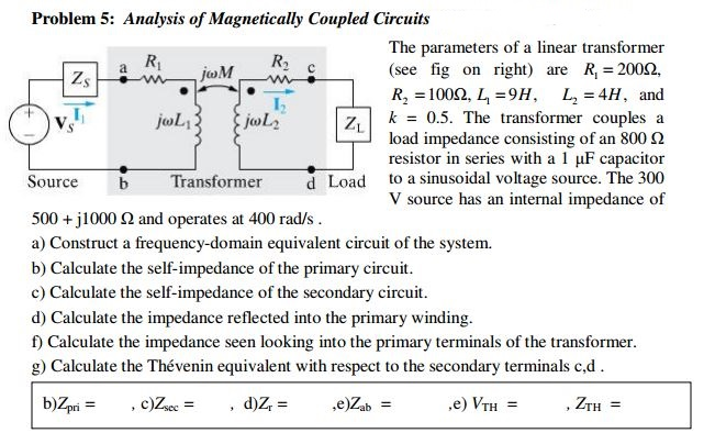 Solved Problem 5: Analysis of Magnetically Coupled Circuits | Chegg.com