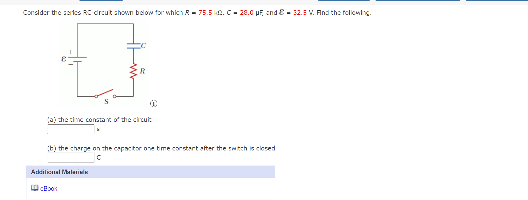Solved ler the series RC-circuit shown below for which | Chegg.com