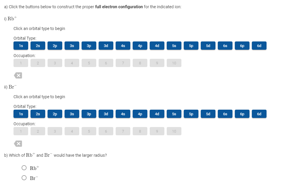 Solved a) Click the buttons below to construct the proper | Chegg.com