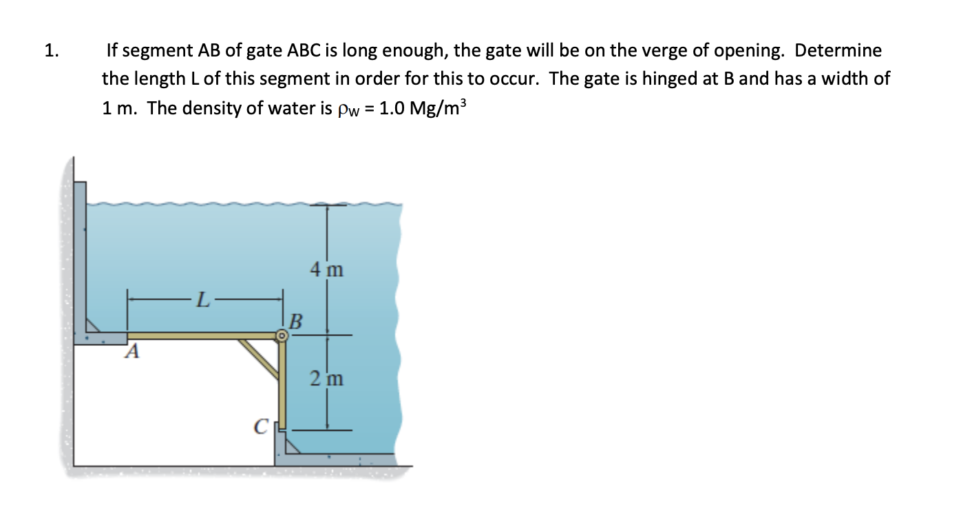 Solved 1. If segment AB of gate ABC is long enough, the gate | Chegg.com
