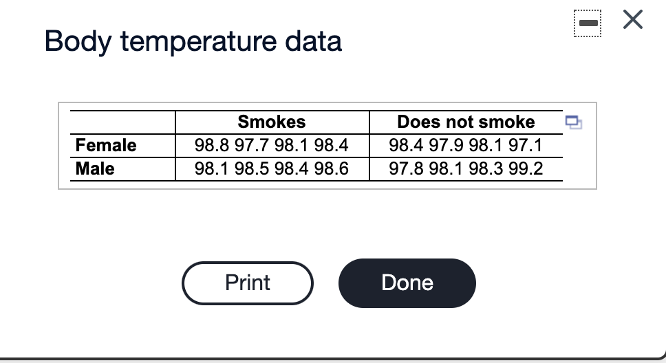 Solved The accompanying table lists body temperatures (in | Chegg.com Solved The accompanying table lists body temperatures (in | Chegg.com