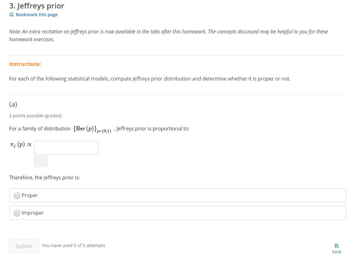 3. Jeffreys prior Bookmark this page Note: An extra | Chegg.com