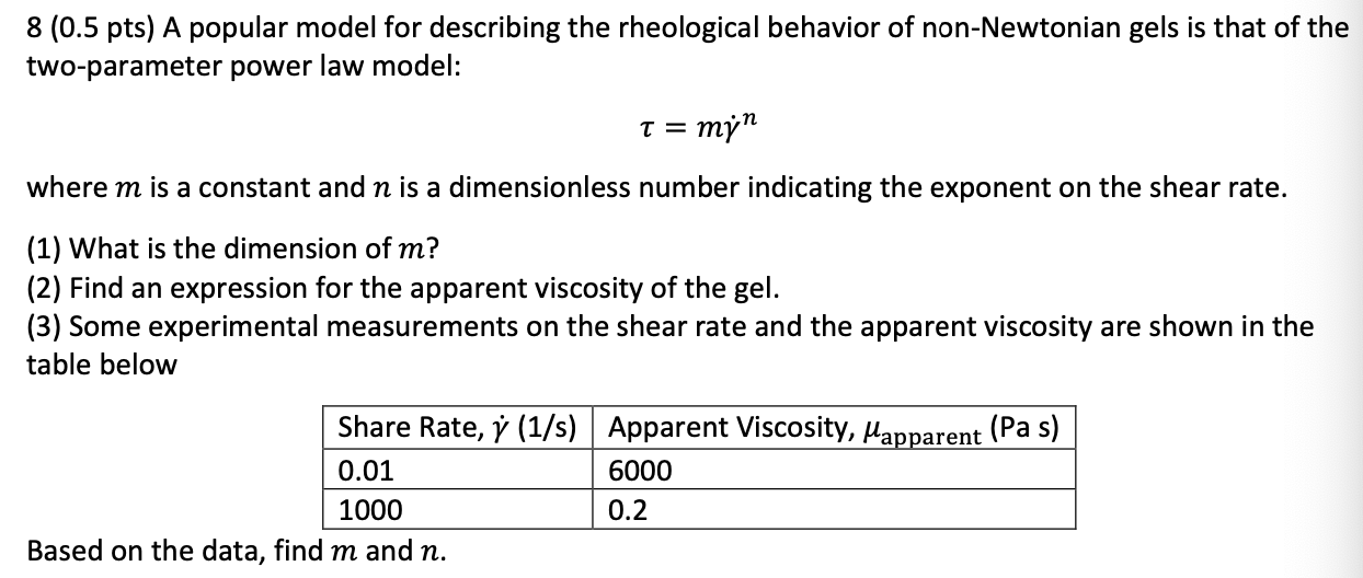 Solved 8 (0.5 pts) A popular model for describing the | Chegg.com