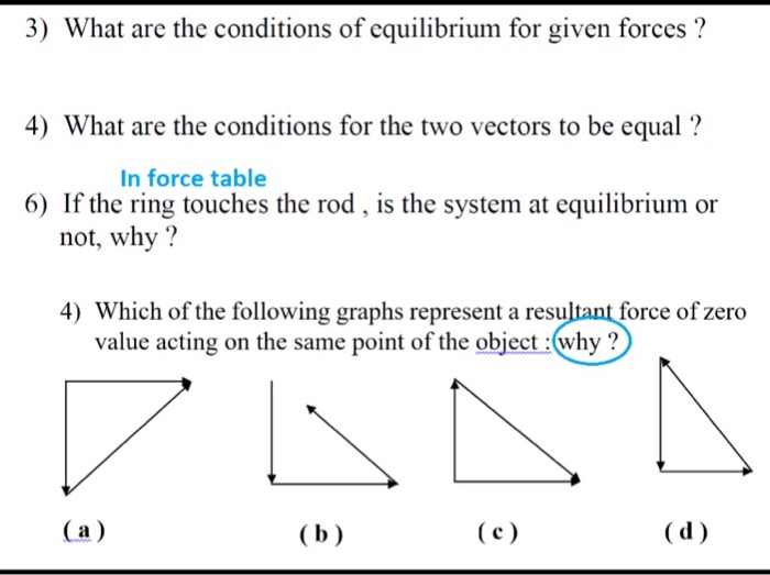 Solved 3) What are the conditions of equilibrium for given | Chegg.com