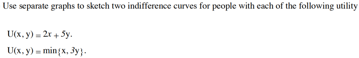 Solved Use separate graphs to sketch two indifference curves | Chegg.com