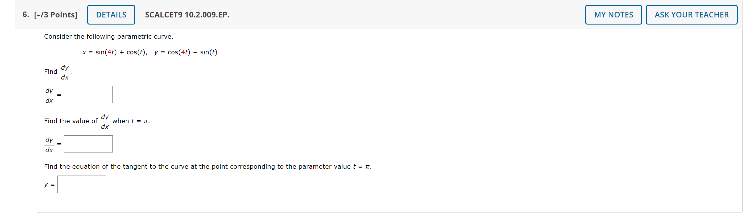 Solved Consider the following parametric curve. | Chegg.com