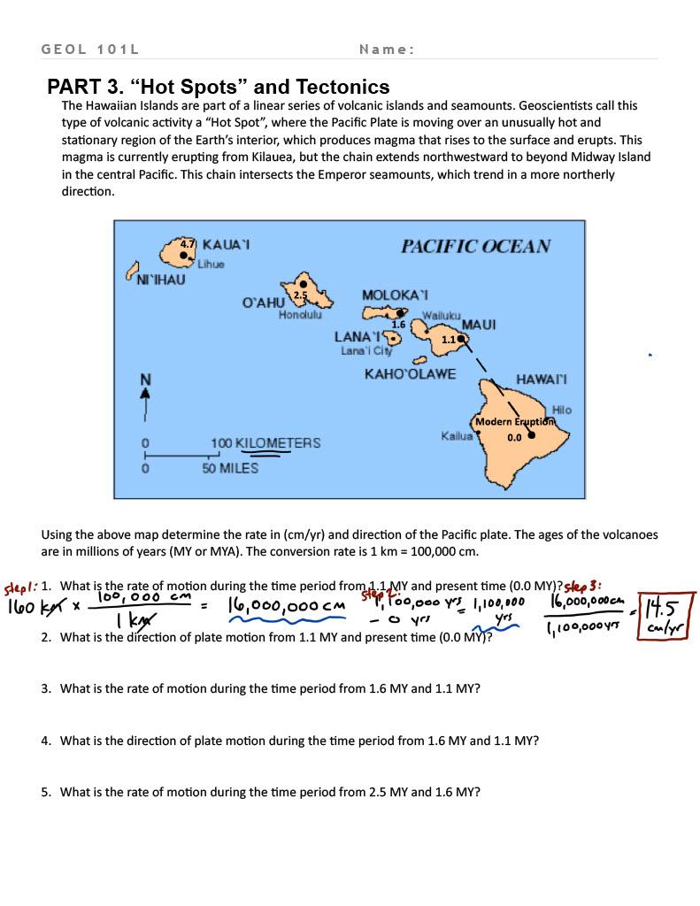 Solved Lab - Plate Tectonics Part 1. Directions: Answer the | Chegg.com