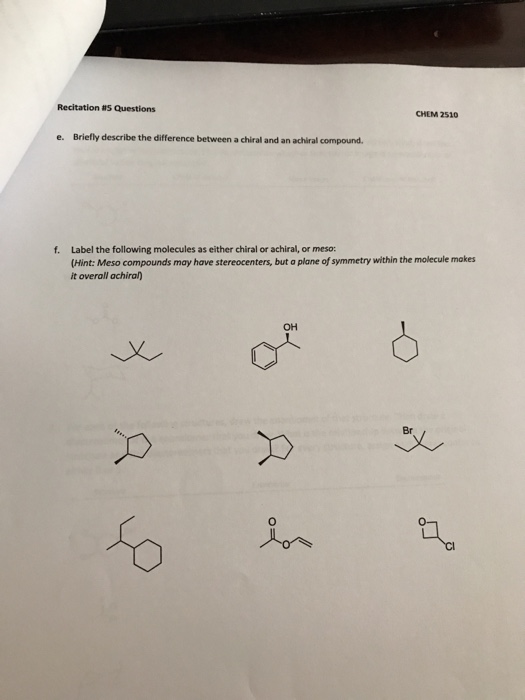 Solved Recitation #5 Questions CHEM 2510 Constitutional, | Chegg.com