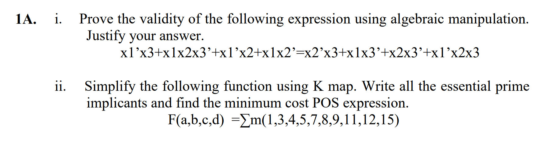 Solved 1A. ﻿i. ﻿Prove the validity of the following | Chegg.com