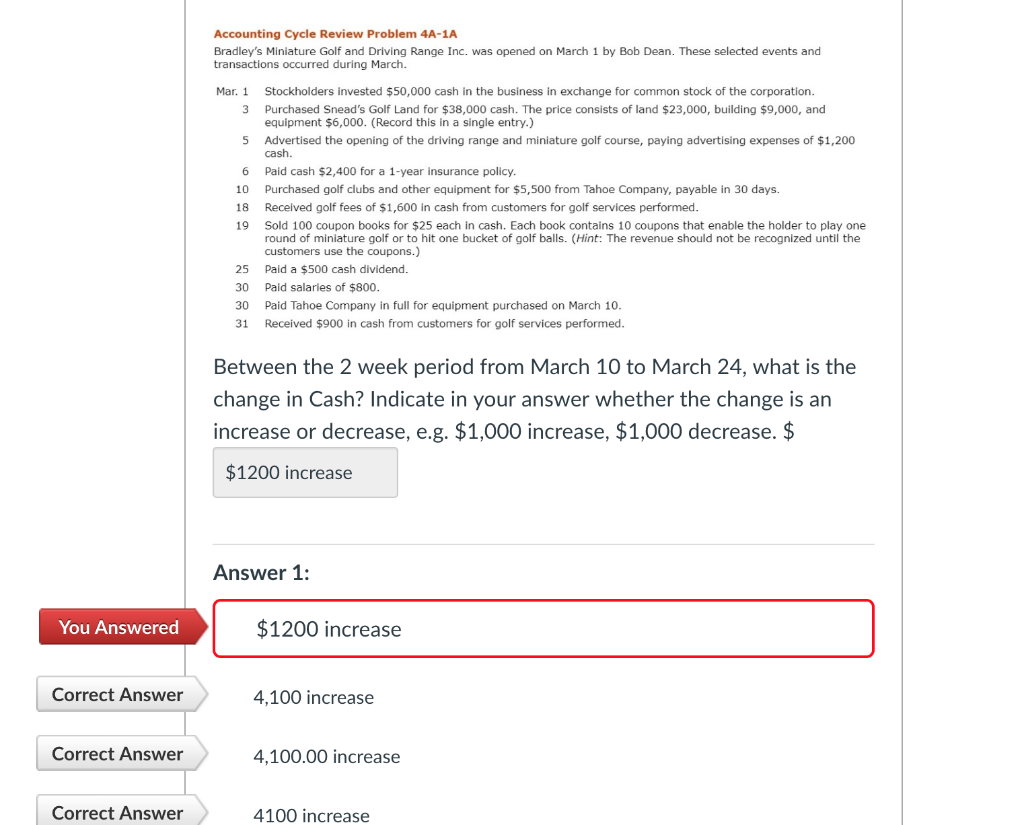 Solved Accounting Cycle Review Problem 4A-1A Bradley's | Chegg.com