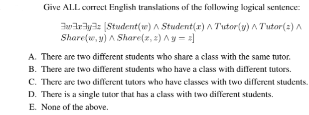 Solved Give ALL correct English translations of the | Chegg.com