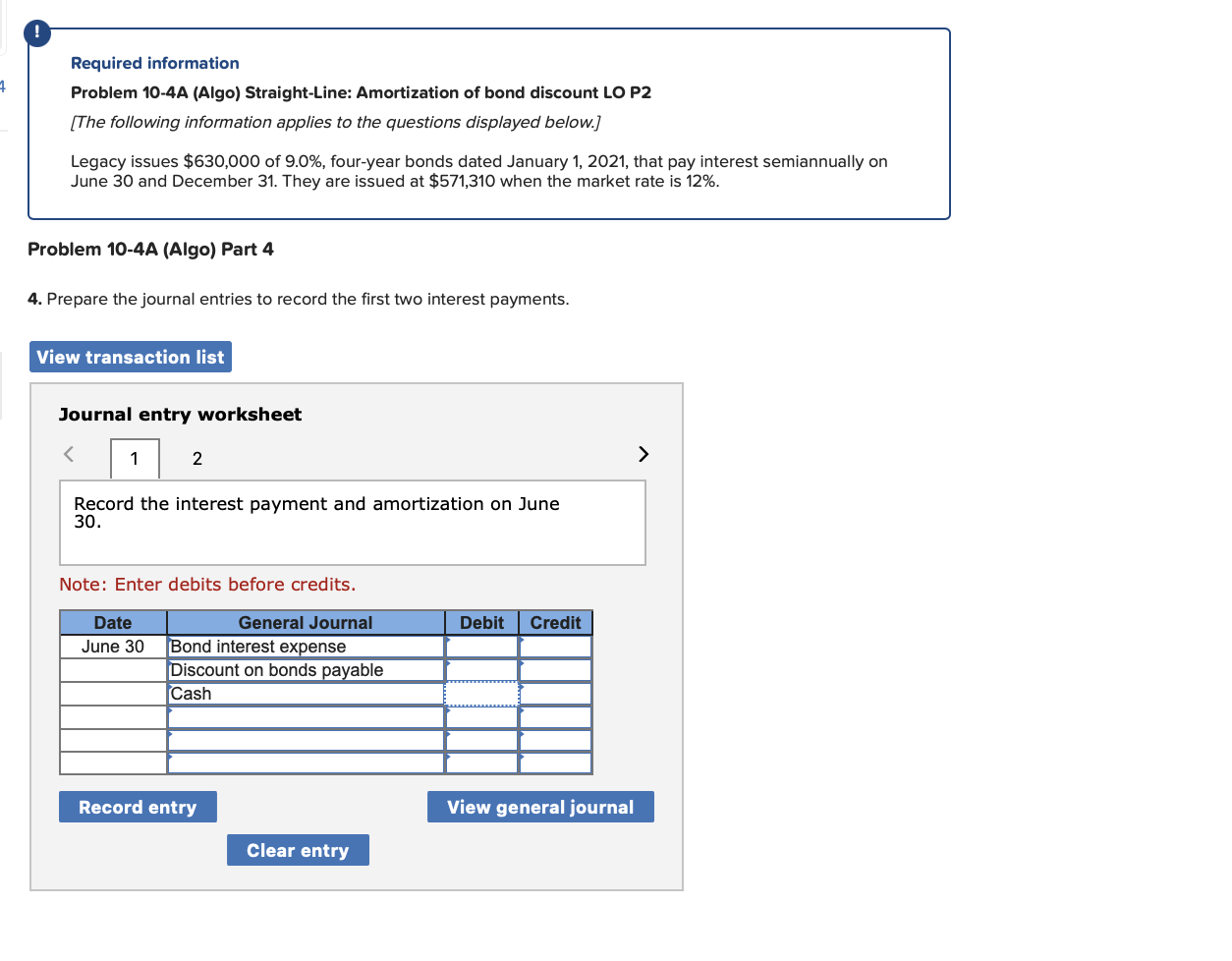 Solved Required information Problem 10-4A (Algo) | Chegg.com