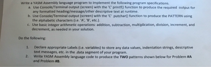 Solved Write a YASM Assembly language program to implement | Chegg.com