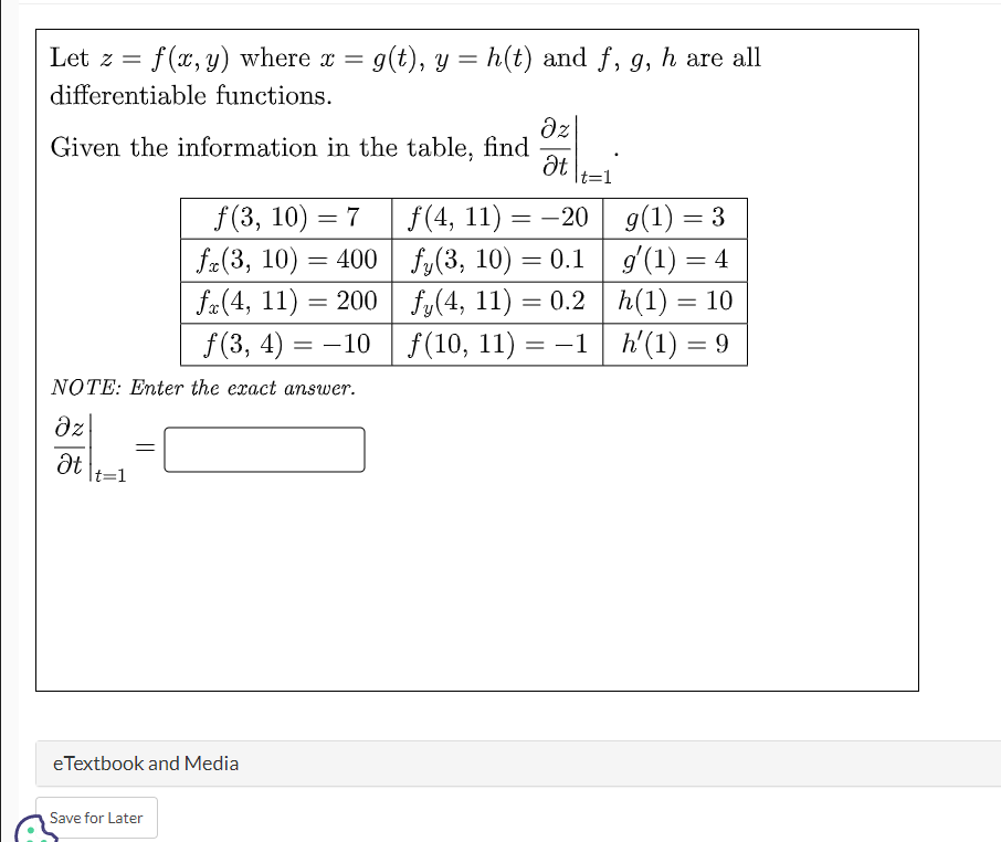 Solved Let z=f(x,y) where x=g(t),y=h(t) and f,g,h are all | Chegg.com