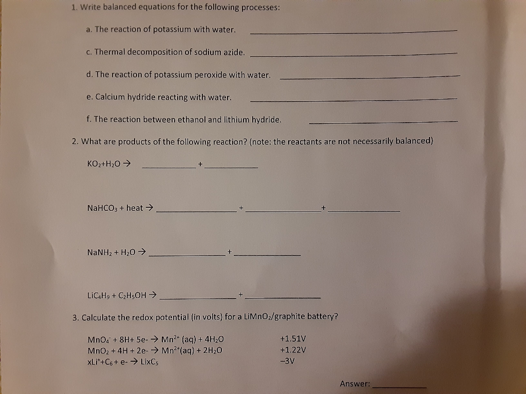 Solved 3. Calculate the redox potential (in volts) for | Chegg.com