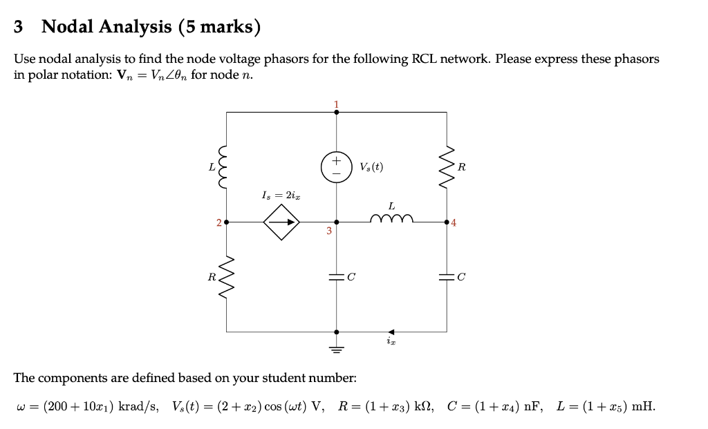 Solved Use nodal analysis to find the node voltage phasors | Chegg.com