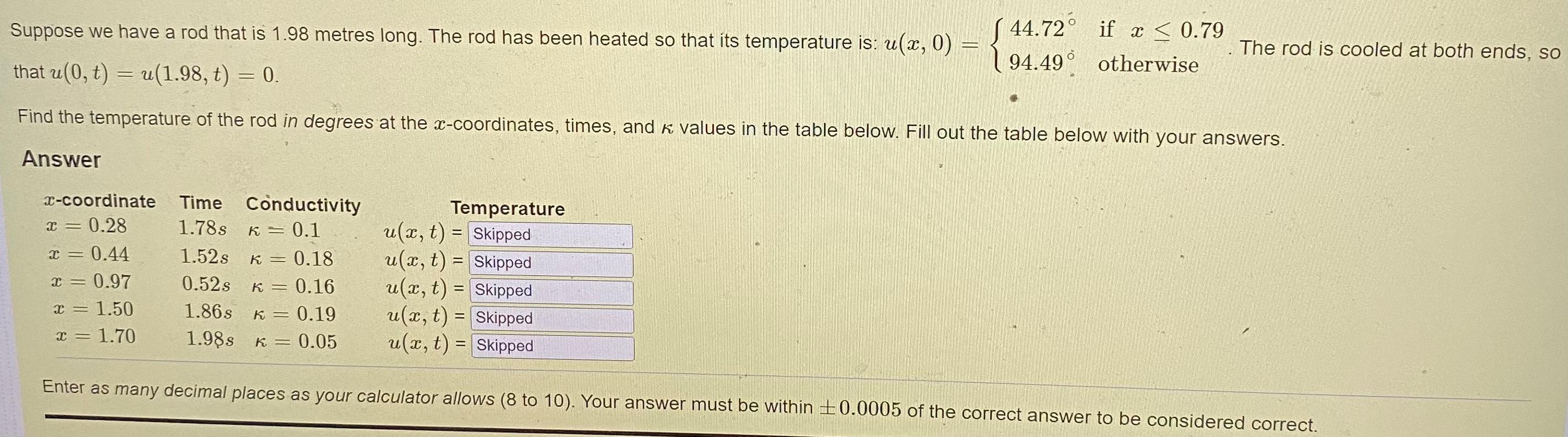 Suppose we have a rod that is 1.98 metres long. The | Chegg.com