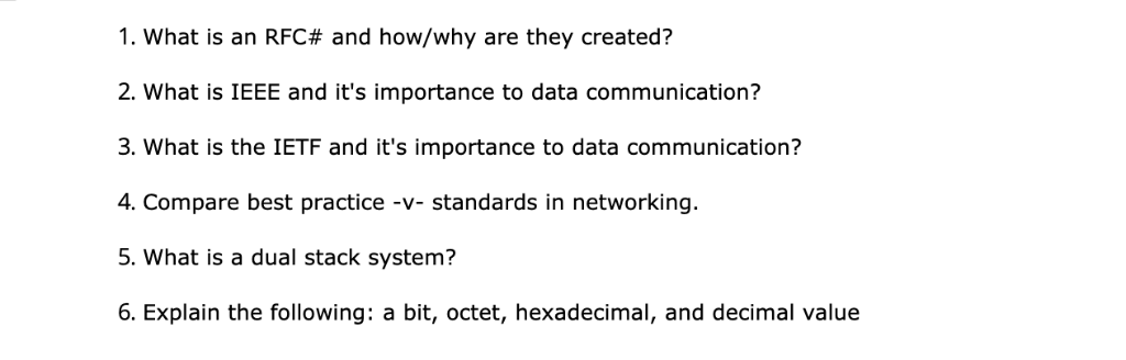 Solved 1, what is an RFC# and how/why are they created? 2. | Chegg.com