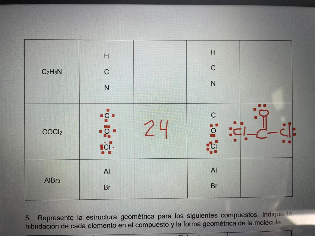Solved 4. Representa la estructura de Lewis para los | Chegg.com