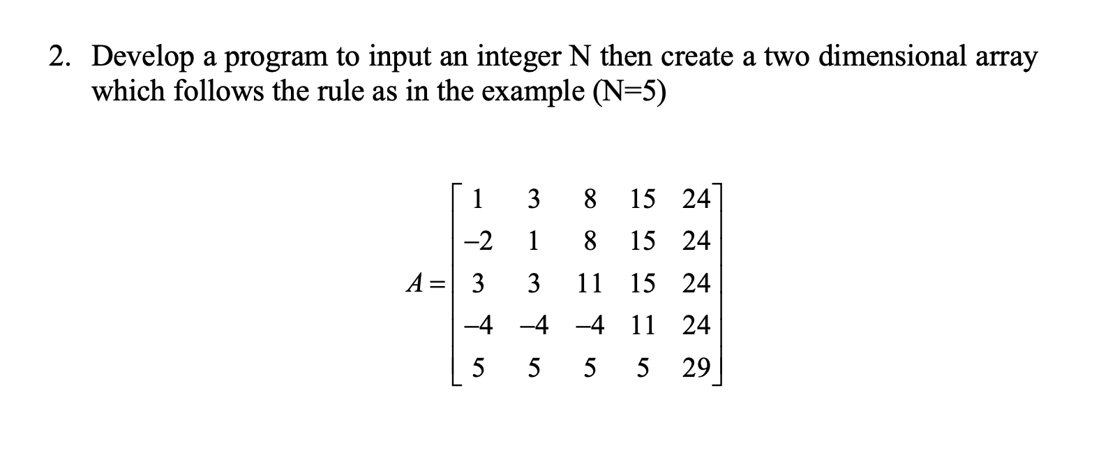 Solved 2. Develop a program to input an integer N then | Chegg.com