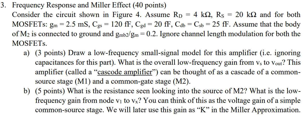 Frequency Response and Miller Effect (40 points) | Chegg.com