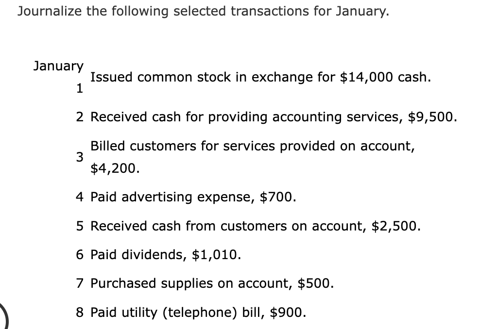 Solved Journalize the following selected transactions for | Chegg.com