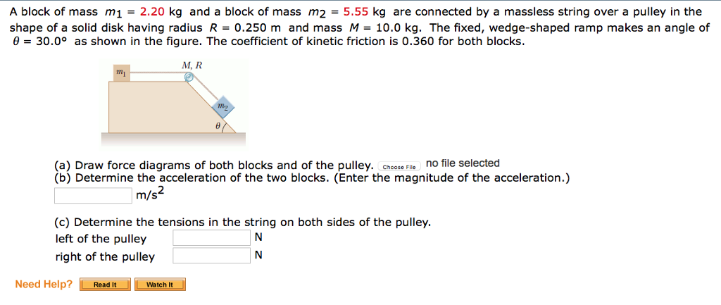 Solved A block of mass m1 = 2.20 kg and a block of mass m2 = | Chegg.com