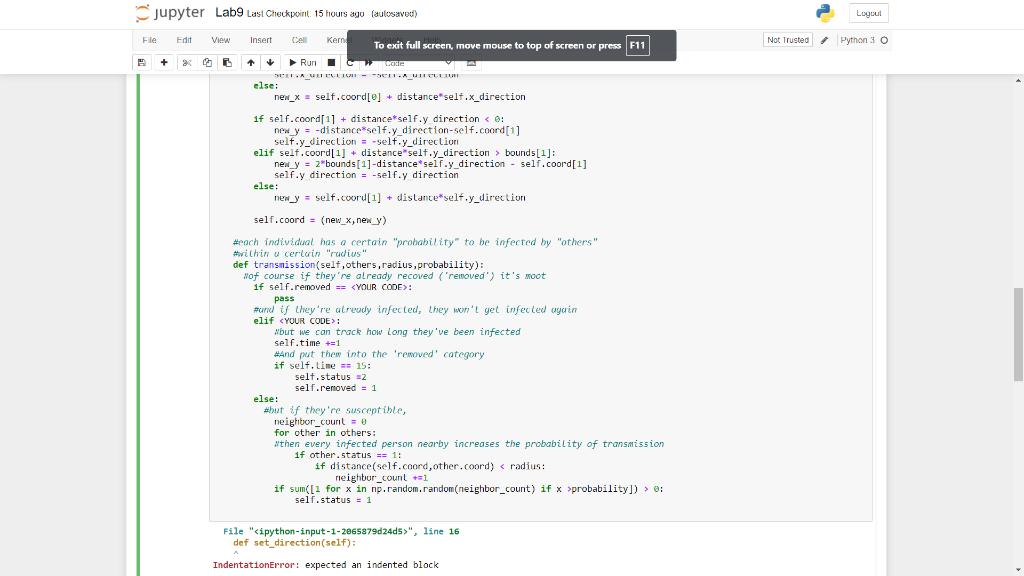 jupyter Lab9 Last Checkpoint. 15 hours ago | Chegg.com