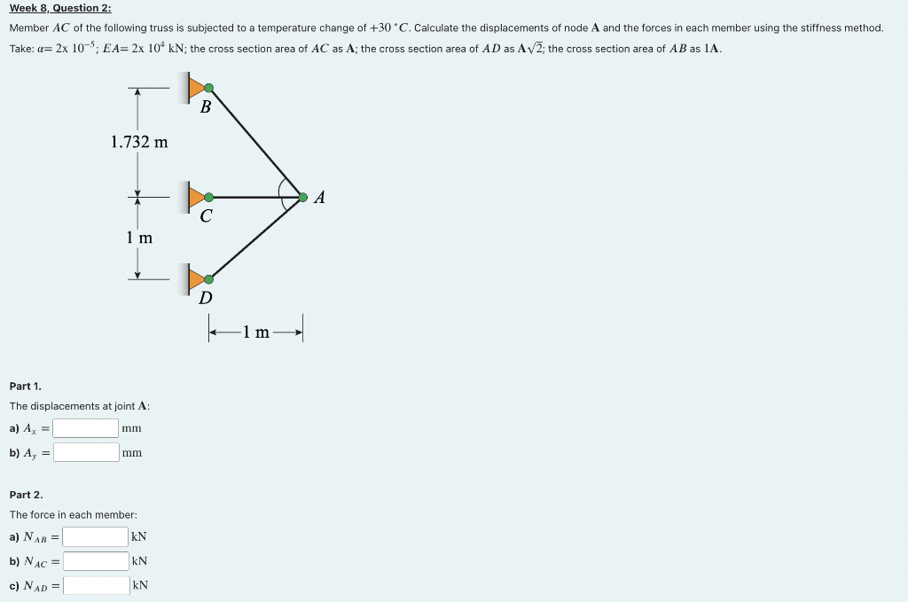 Solved Take: α=2x10−5;EA=2×104kN; the cross section area of | Chegg.com