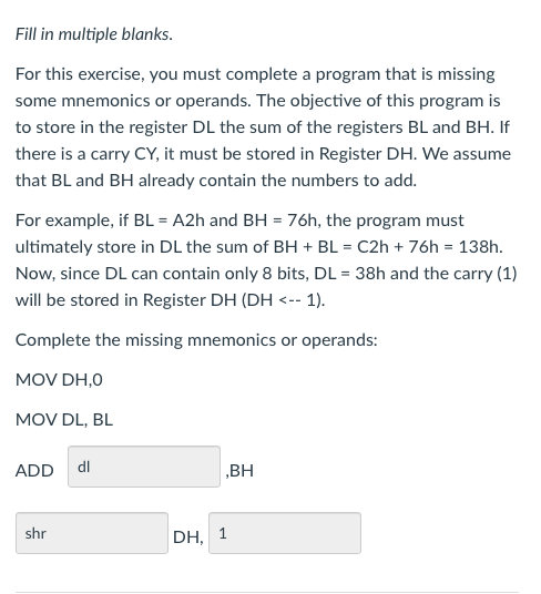 Solved Fill in multiple blanks. For this exercise, you must | Chegg.com