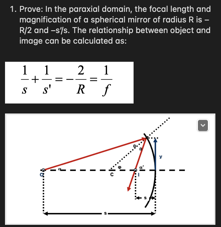 Solved 1. Prove: In the paraxial domain, the focal length | Chegg.com