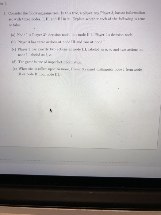 Solved or 5. 1. Consider the following game tree. In this | Chegg.com