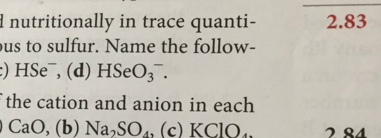 Solved my question is: why HSeO3- is called hydrogen | Chegg.com
