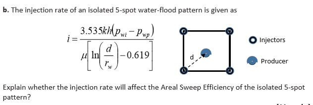 b. The injection rate of an isolated 5-spot | Chegg.com