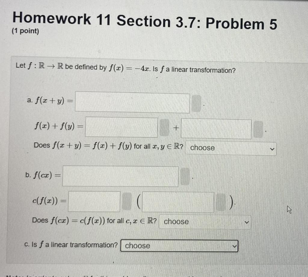 Solved Homework 11 Section 3.7: Problem 5 (1 point) Let | Chegg.com