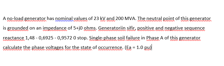 Solved A no-load generator has nominal values of 23 kV and | Chegg.com